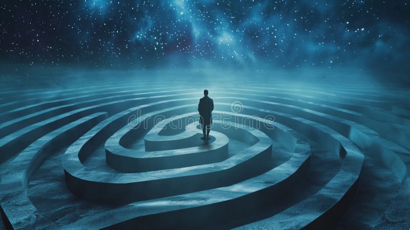 A man lost in the maze stock photo. Image of exit, light - 338620476