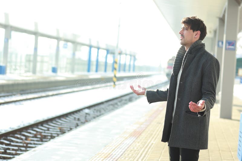 Man lost the train stock image. Image of railway, delay - 86057009