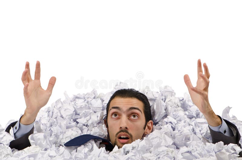 Man with lots of paper stock image. Image of executive - 23259965
