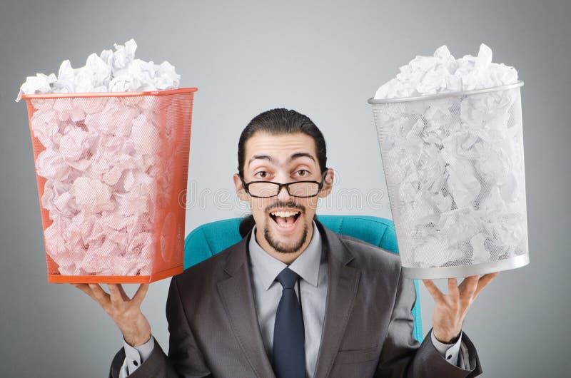 Man with lots of paper stock image. Image of portrait - 23260137