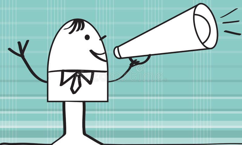 The man with a loud-hailer stock vector. Illustration of hole - 30291950