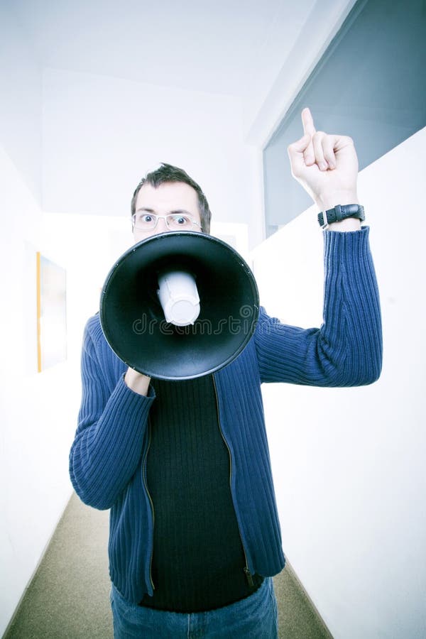 Man with loudspeaker stock image. Image of wake, business - 3452187
