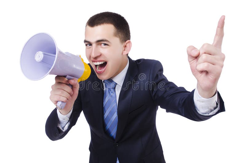 Man with loudspeaker stock photo. Image of nerd, caucasian - 32217392