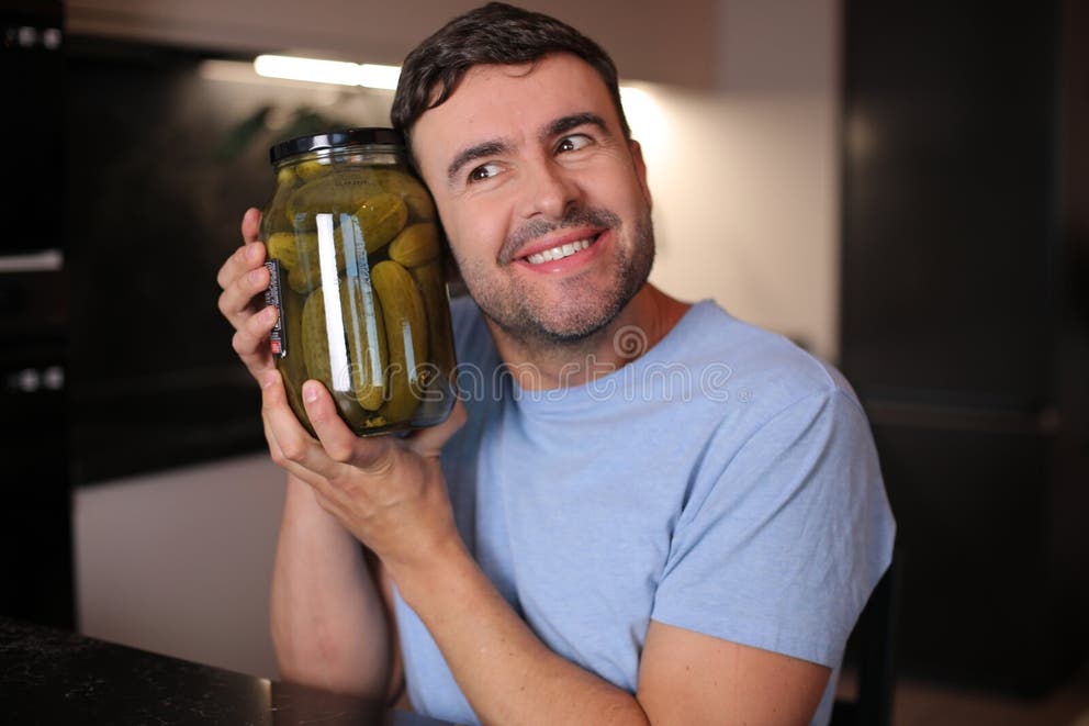 Man that really Loves Pickles Stock Image - Image of diet, pickles ...