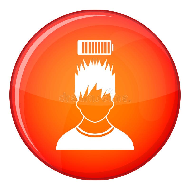 Man with Low Battery Over Head Icon Digital Green Stock Vector ...