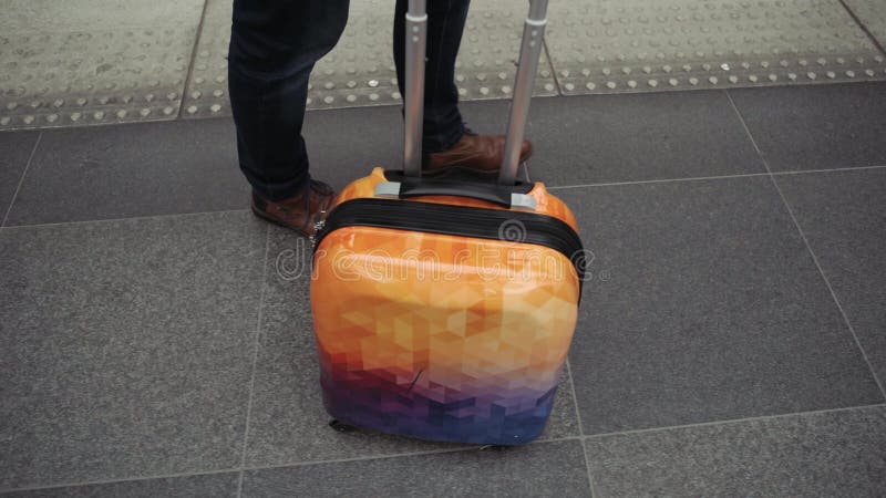 Man with Luggage Chasing Departing Train. 4k Stock Video - Video of ...