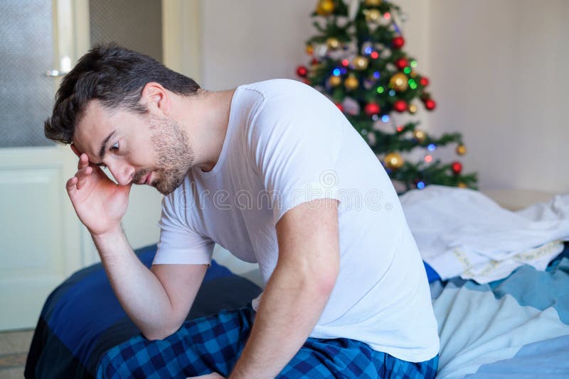 Man Lying in Bed with Negative Feelings and Emotions Stock Photo ...