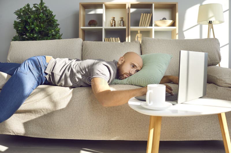 Lonely Guy Couch Computer Stock Photos - Free & Royalty-Free Stock ...