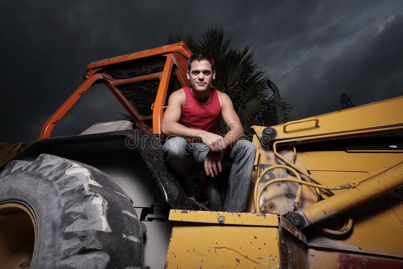 Man and machine stock image. Image of urban, equipment - 14326243