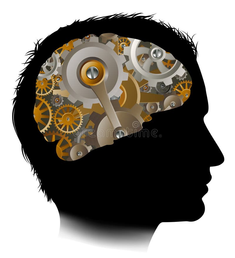 Man Machine Workings Gears Cogs Brain Stock Vector - Illustration of ...