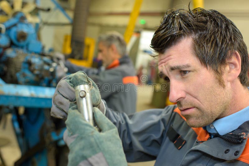 Man Machinery Operator Working at Factory Stock Photo - Image of ...