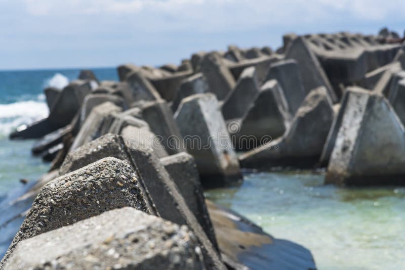 Man-made Wave Breaker at the Coast Stock Photo - Image of wave, ocean ...
