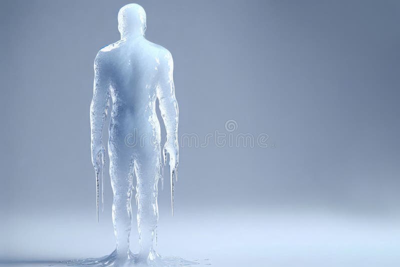 Man Made of Ice on a Clean Background. Space for Text. Stock Photo ...