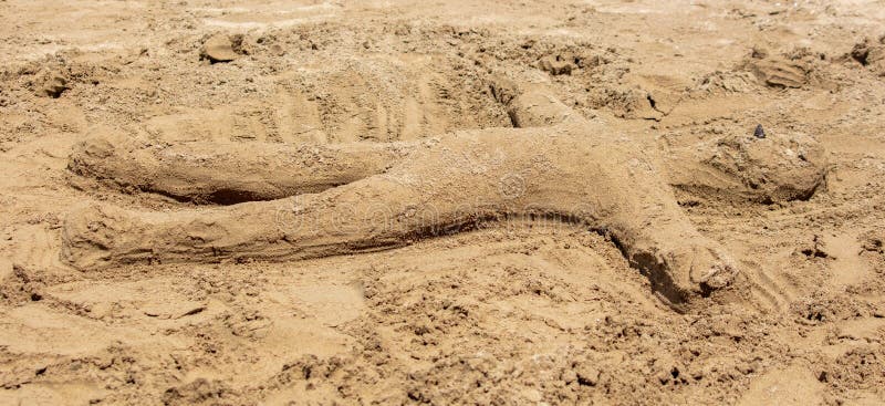 A Man Made of Sand on the Beach Stock Image - Image of texture ...