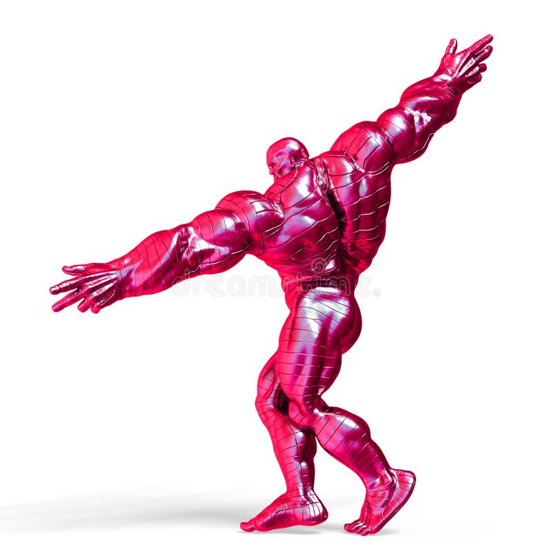 Man Made of Steel Doing a Bodybuilder Pose Number Seven in a White ...