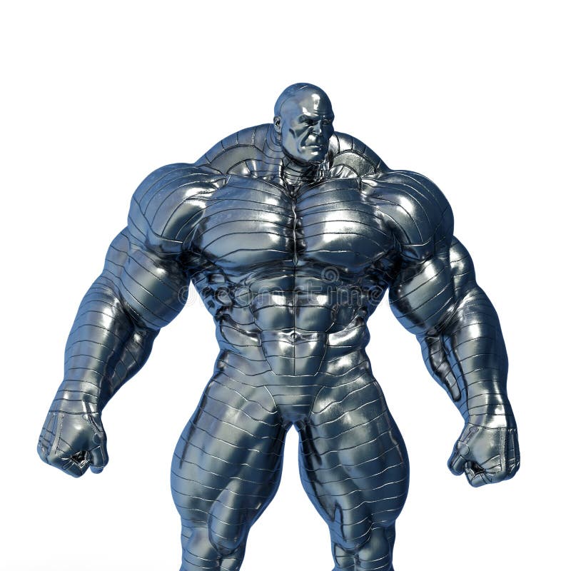 Man Made of Steel Doing a Bodybuilder Pose Number Thirteen in a White ...