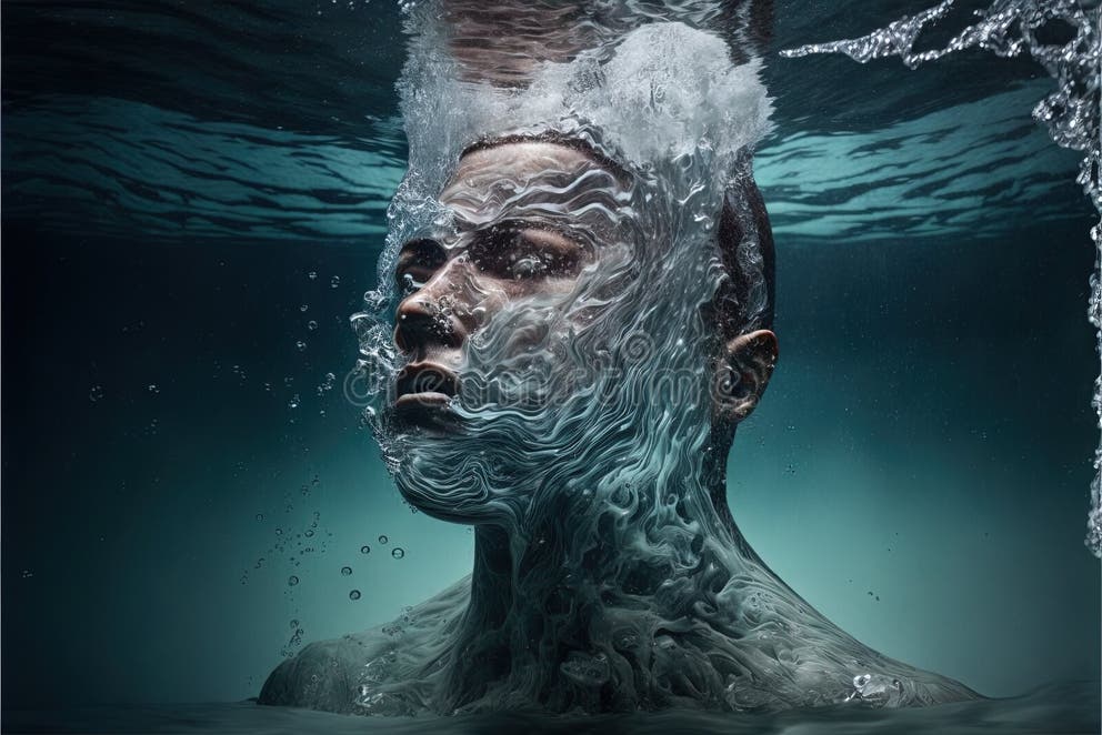 Man Made of Water Inside Water Illustration Generative Ai Stock ...
