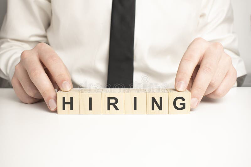 Man Made Word Hiring with Wood Blocks Stock Photo - Image of cube ...
