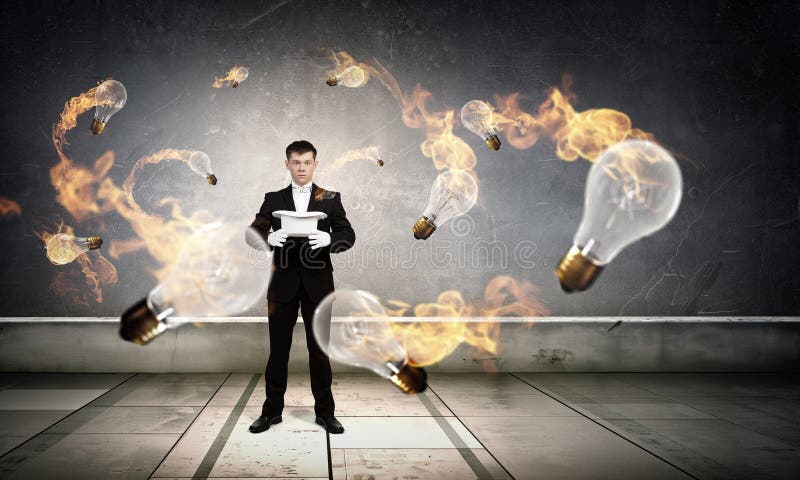 Man Magician with Cylinder Hat Stock Photo - Image of male, smile: 72871632