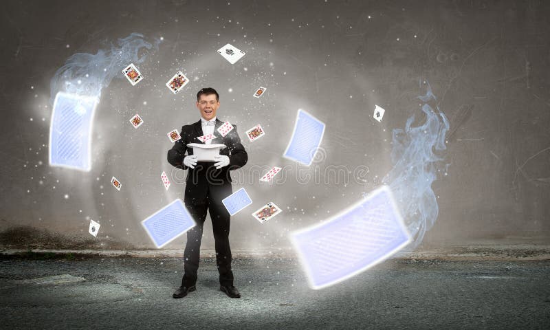 Man Magician with Cylinder Hat Stock Photo - Image of hero, optimisic ...