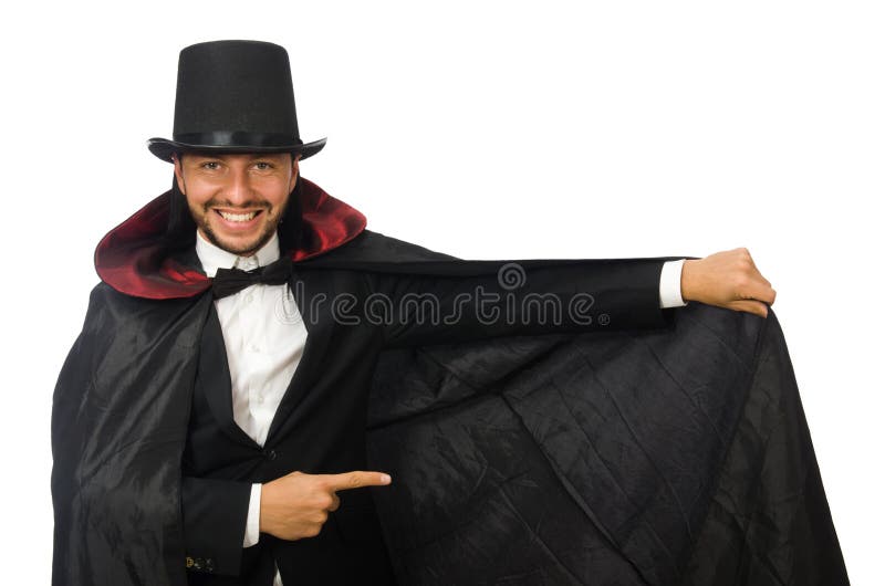 The Man Magician Isolated on White Stock Photo - Image of abracadabra ...