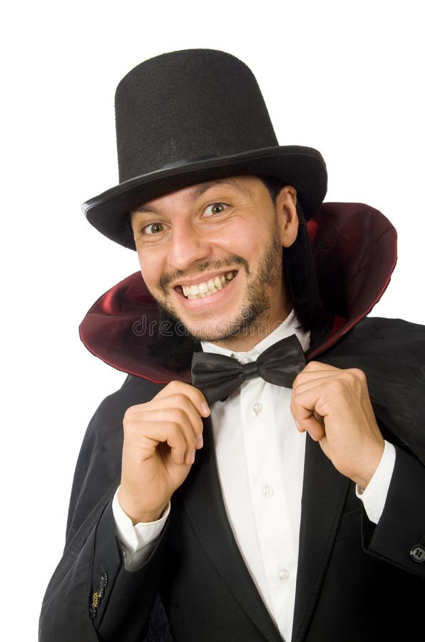 The Man Magician Isolated on White Stock Photo - Image of happy ...