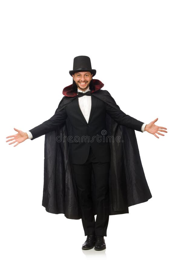 The Man Magician Isolated on White Stock Photo - Image of circus, hand ...