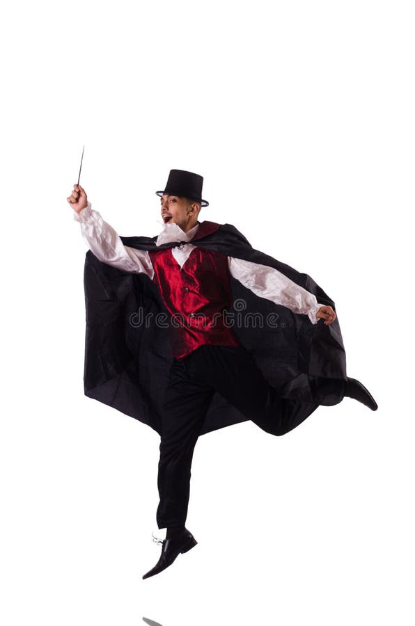 Man Magician Isolated on White Stock Image - Image of enchanter ...