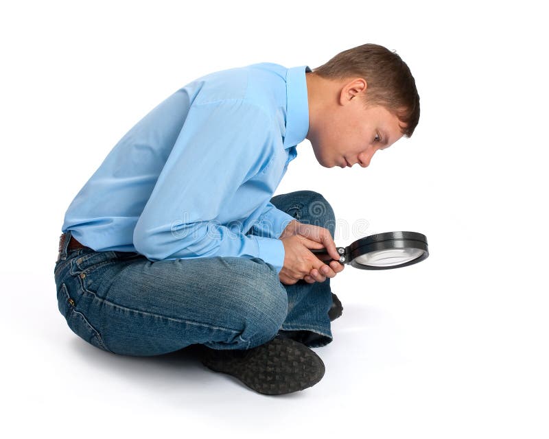 Man with magnifier stock photo. Image of male, magnifying - 12040082