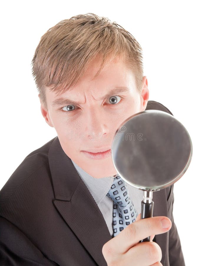 Man and magnifier stock photo. Image of exploration, business - 13232284