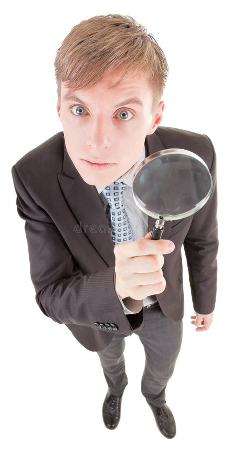 Man and magnifier stock photo. Image of facial, nice - 13131858