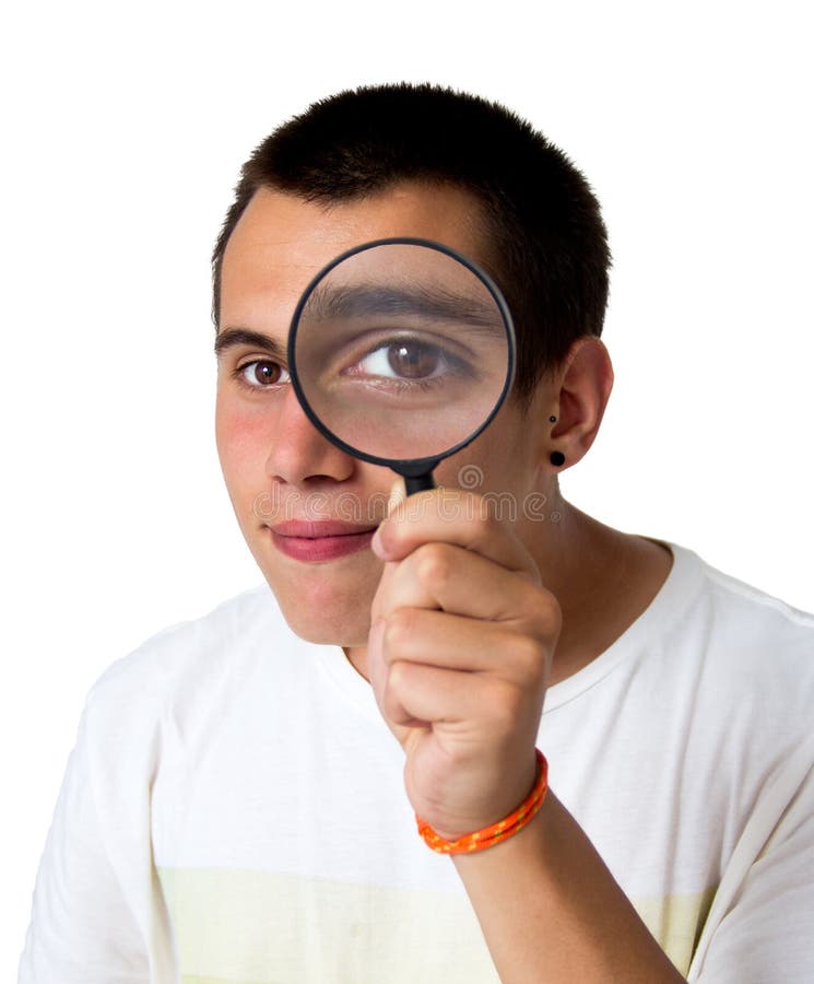 Man with magnifier stock photo. Image of glass, caucasian - 33598740