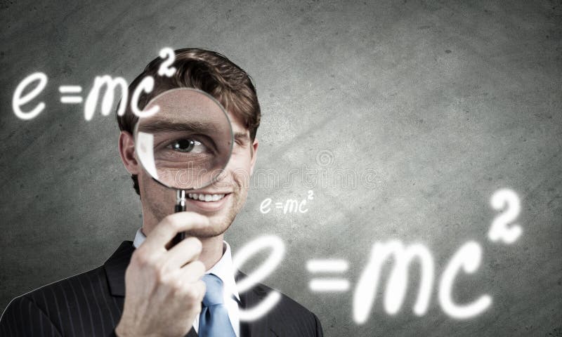 Man with magnifier stock photo. Image of science, search - 56366732
