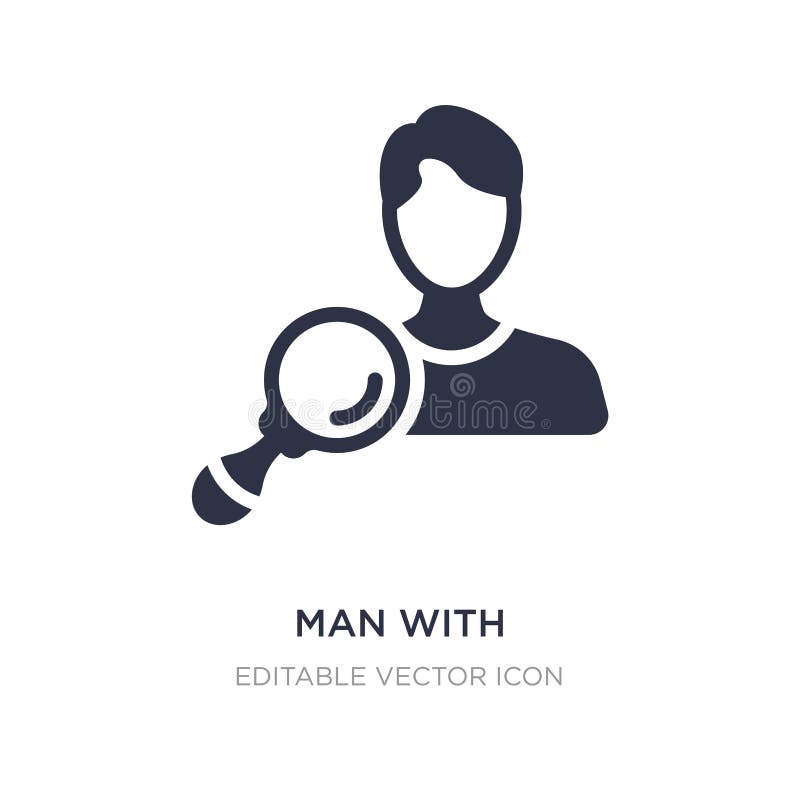 Man with Magnifying Flass Icon on White Background. Simple Element ...