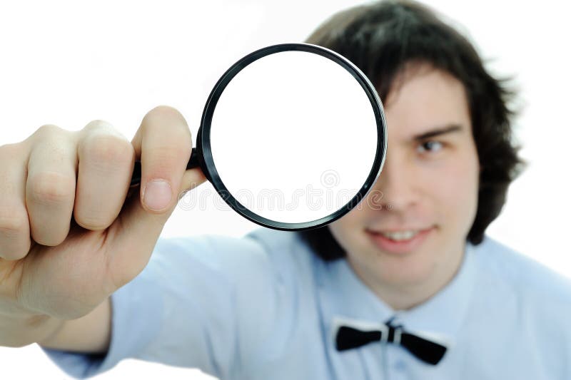 Man with magnifying glass stock photo. Image of hand - 20330630