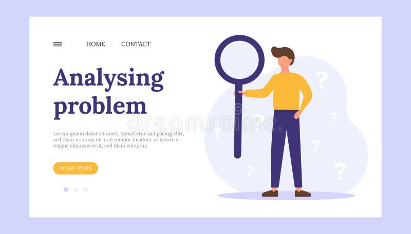 Man with Magnifying Glass Analysing Problem Stock Vector - Illustration ...
