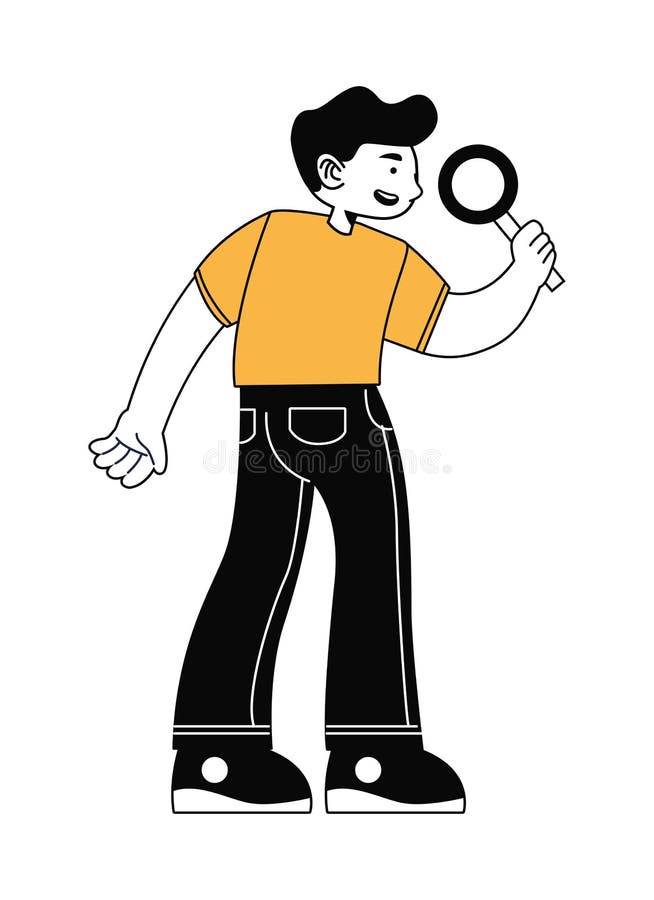 Man with magnifying glass stock vector. Illustration of look - 253372285