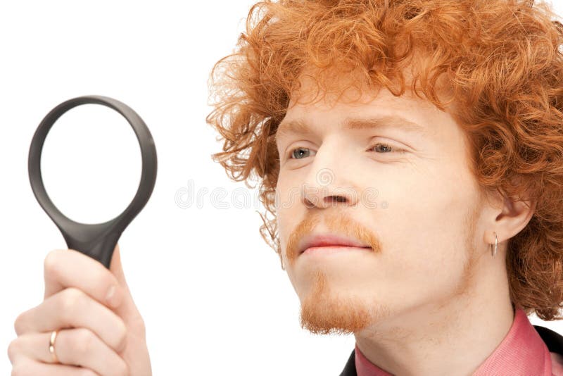 Man with magnifying glass stock image. Image of magnify - 39969535