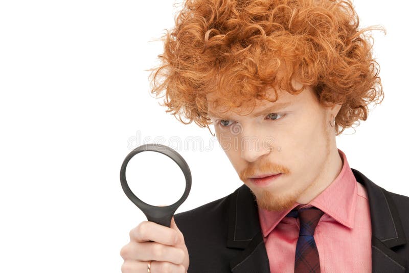 Man with magnifying glass stock photo. Image of discovery - 39970318