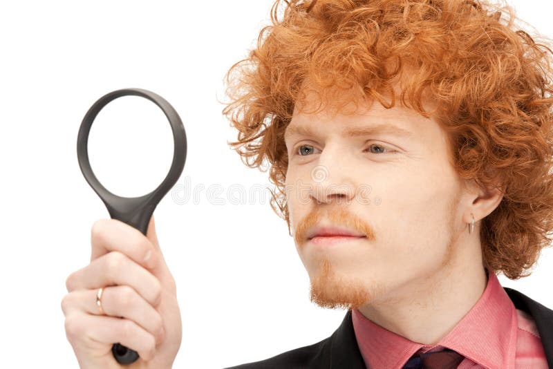 Man with magnifying glass stock image. Image of looking - 39970871