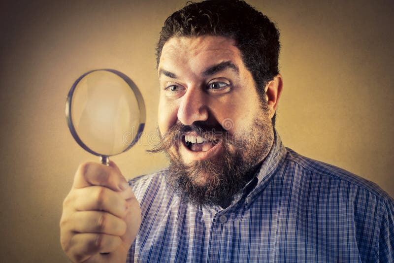 Man with magnifying glass stock photo. Image of caucasian - 71278224