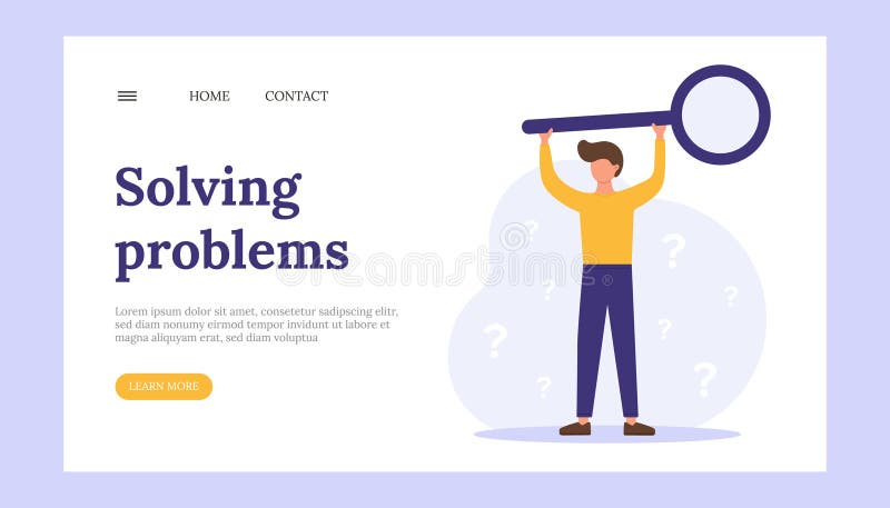Man with Magnifying Glass for Solving Problems Stock Vector ...