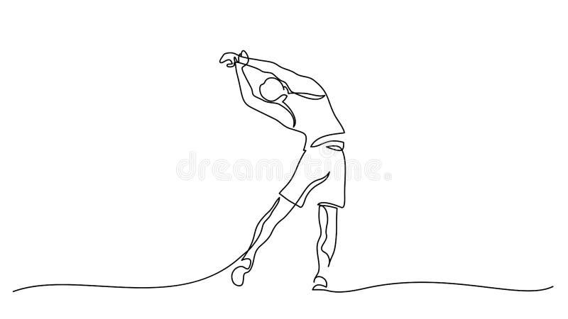 Man Make Stretching Exercise One Line Draw Stock Vector - Illustration ...