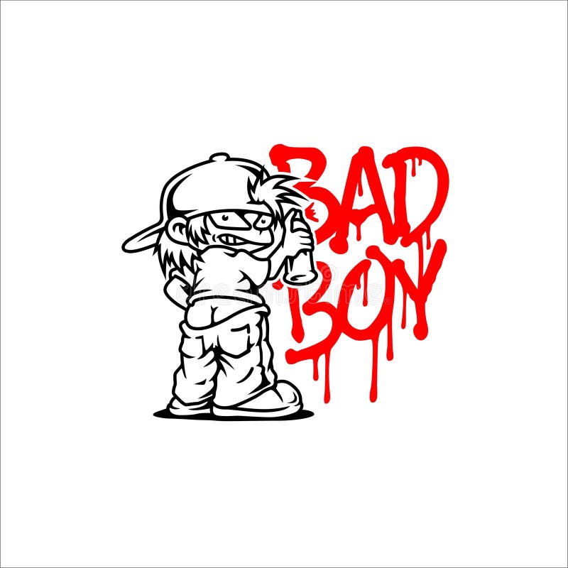 A Man Makes a Bad Boy Writing with Spray Paint Stock Vector ...