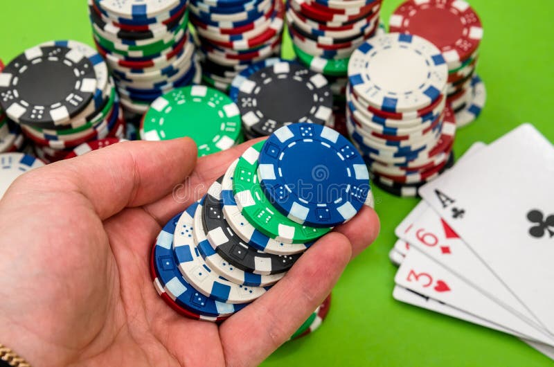 Man Makes a Bet and Puts a Chip in Casino Stock Image - Image of chip ...