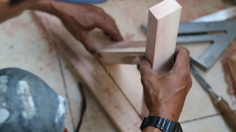 A Man Makes Crafts from Wood Stock Photo - Image of industry ...