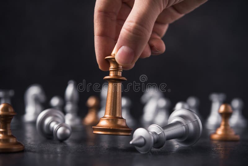 Man Makes the Final Move in the Game of Chess Stock Photo - Image of ...