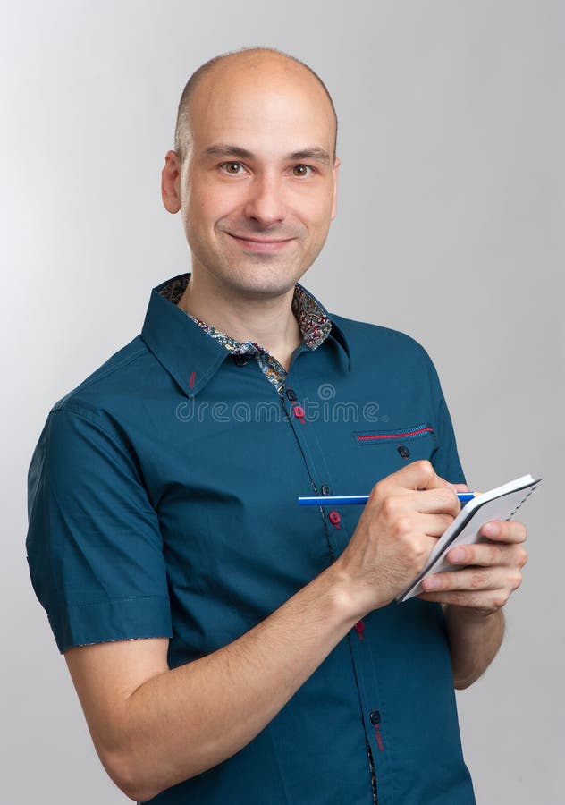 Man Makes a Note in Notebook. Stock Image - Image of business, person ...