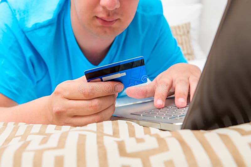 Man Makes an Order in the Internet Shop Stock Image - Image of adults ...