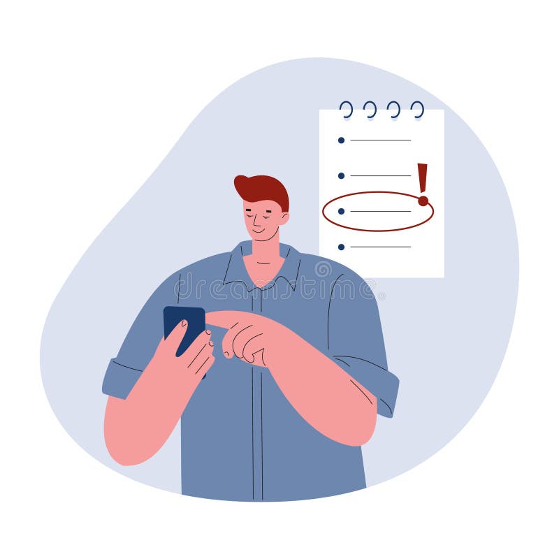 Man Makes a To-do List. Vector Illustration in Flat Style. Stock Vector ...